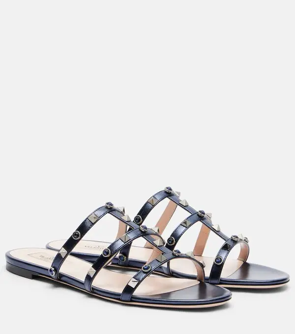 Valentino Garavani Rockstud Leather Sandals - Black