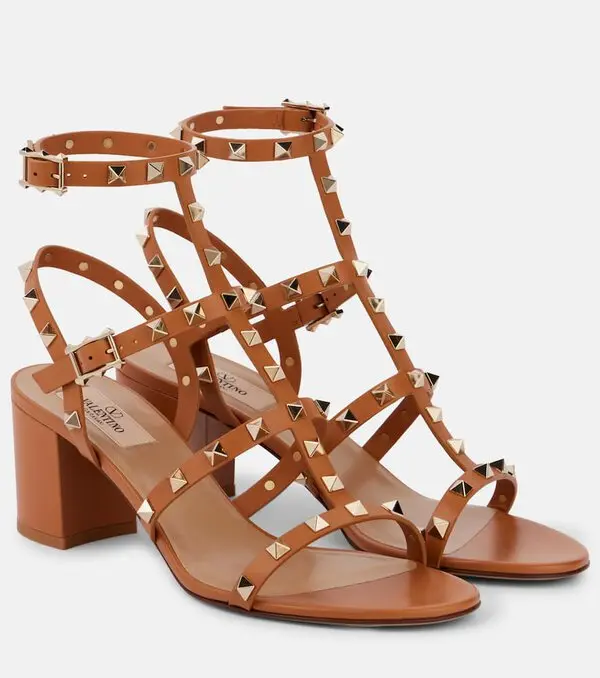 Valentino Garavani Rockstud Leather Sandals - Brown