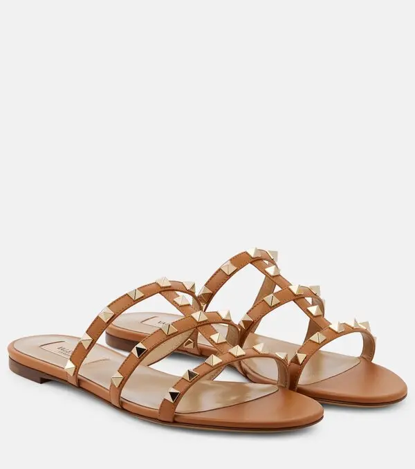 Valentino Garavani Rockstud Leather Sandals - Brown