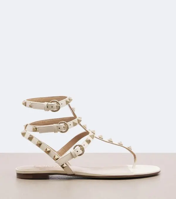 Valentino Garavani Rockstud Leather Sandals - White