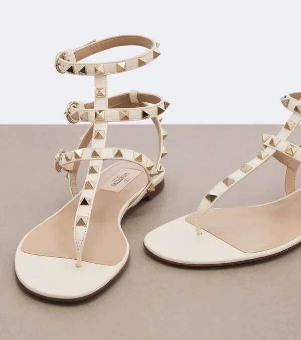 Valentino Garavani Rockstud Leather Sandals - White