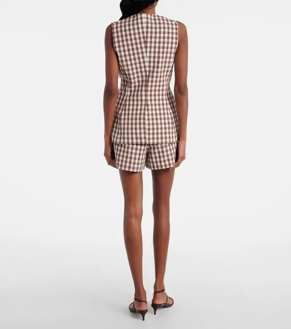 Veronica Beard Lois Gingham Seersucker Top - Neutrals