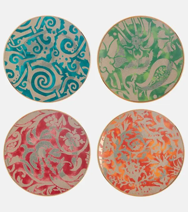 L'Objet X Fortuny Set Of 4 Earthenware Dessert Plates - Multicoloured
