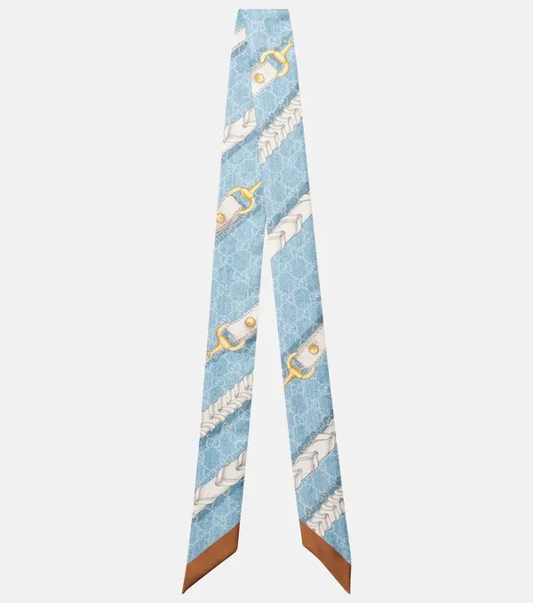 Gucci Gg Silk Scarf - Blue