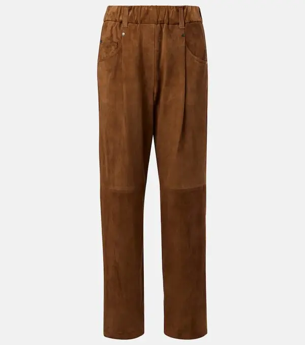 Brunello Cucinelli Suede Straight Pants