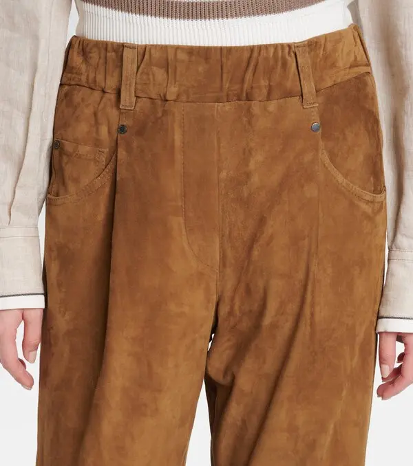 Brunello Cucinelli Suede Straight Pants