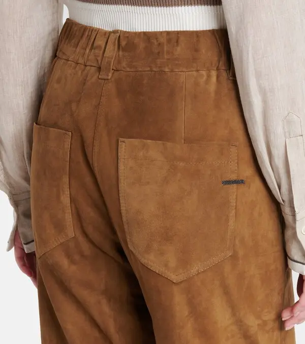 Brunello Cucinelli Suede Straight Pants