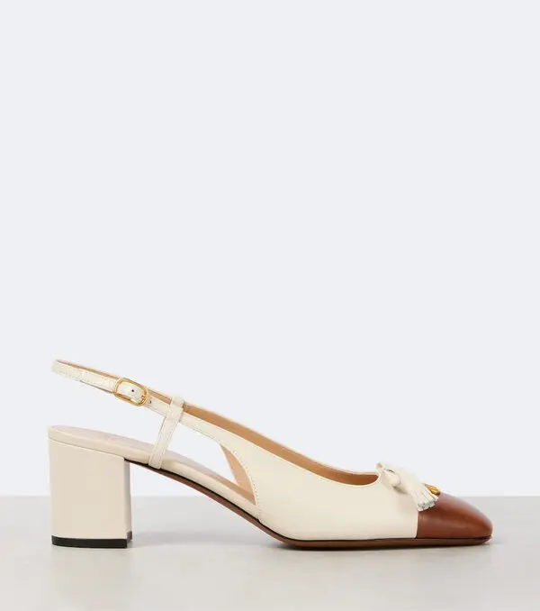Valentino Garavani Valet Du Roi Leather Slingback Pumps - Neutrals