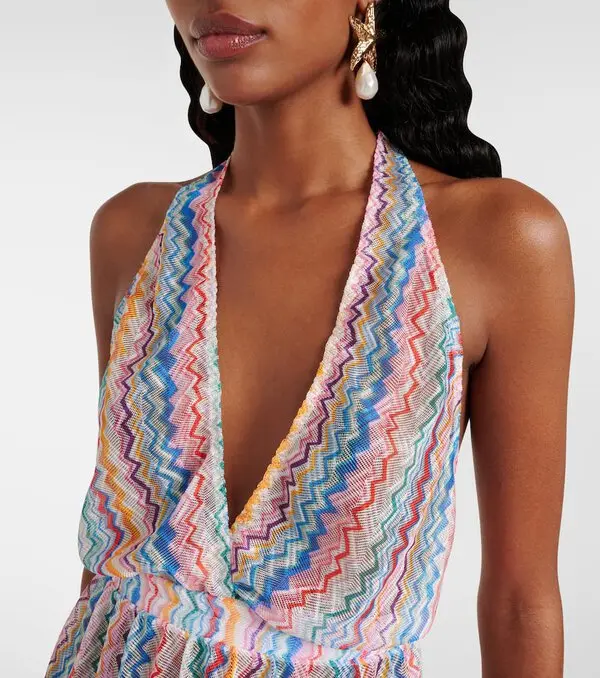 Missoni Zigzag Sheer Halterneck Minidress