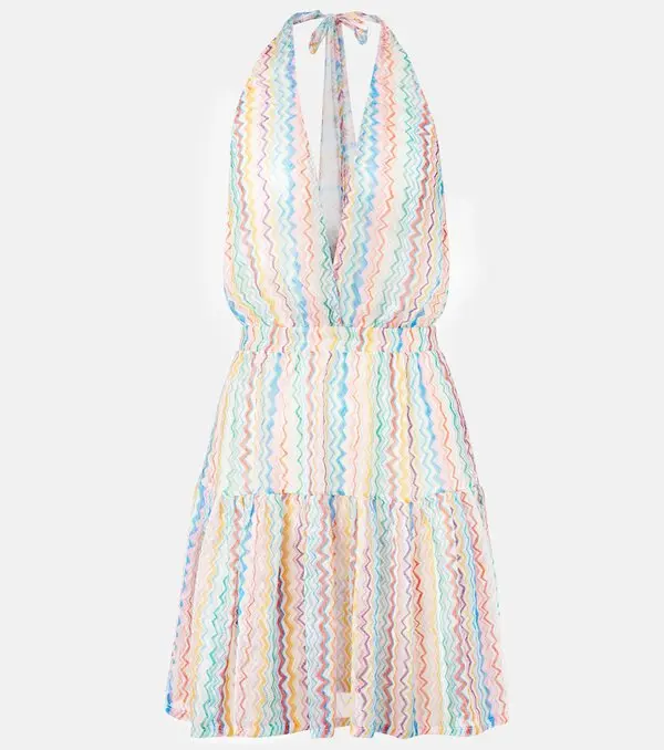 Missoni Zigzag Sheer Halterneck Minidress - Multicoloured