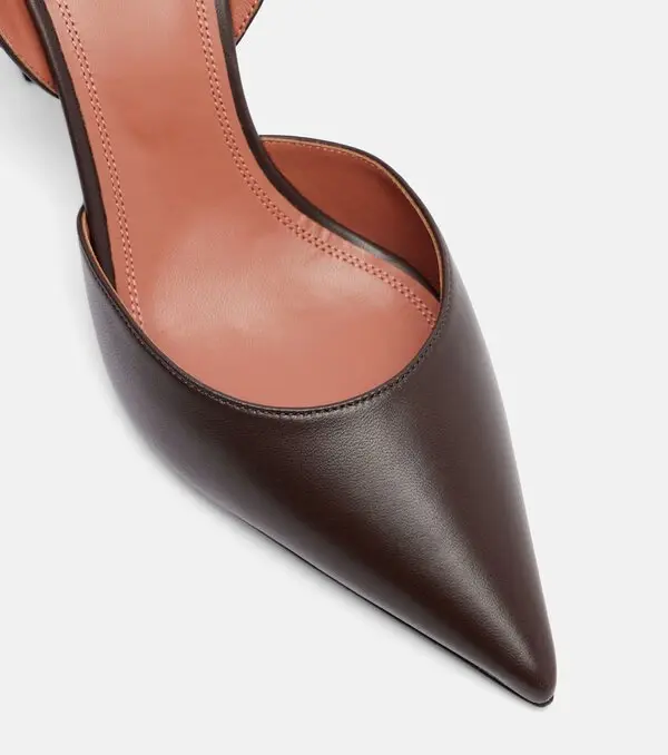 Amina Muaddi Holli 70 Leather Slingback Pumps - Brown