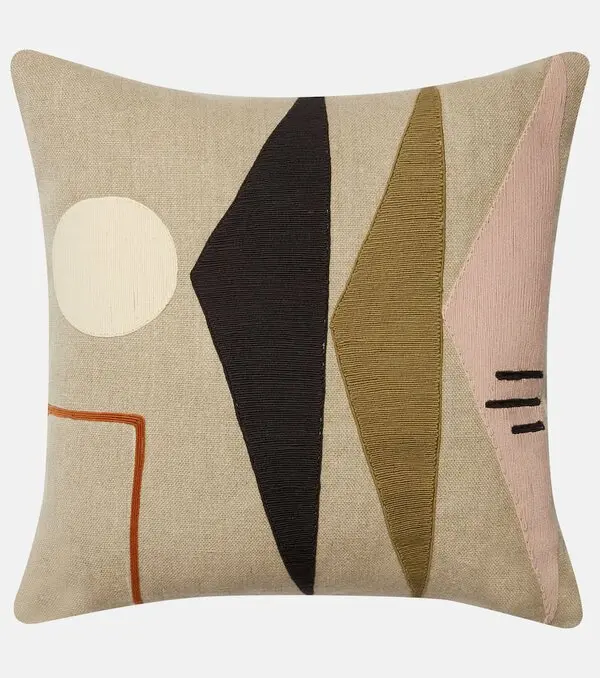 Jonathan Adler Monterey Triangles Linen Cushion - Multicoloured