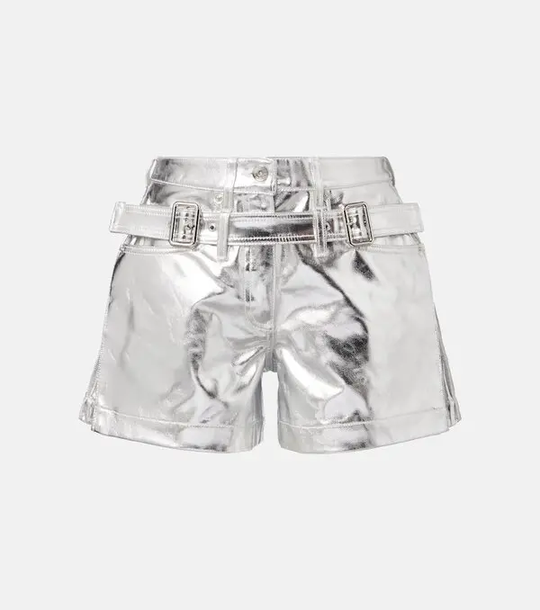 Rabanne Metallic High-rise Shorts - Silver