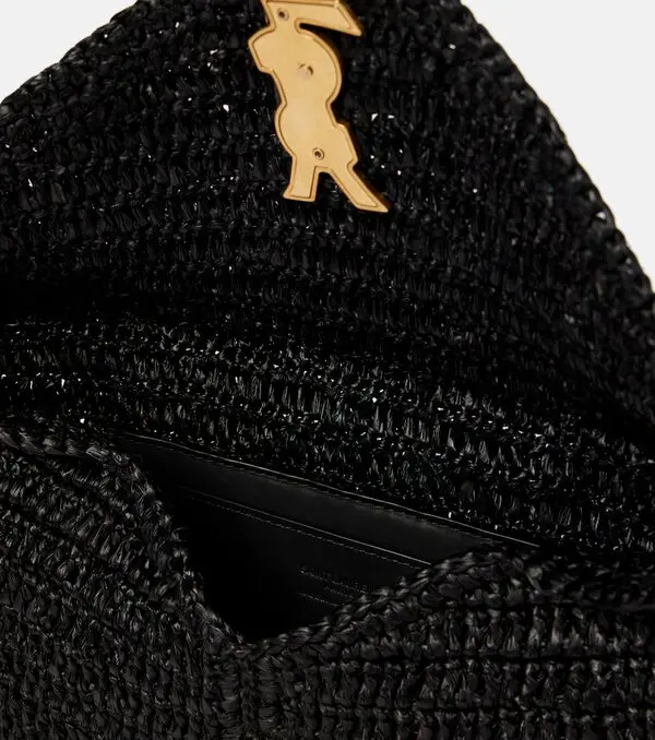 Saint Laurent Cassandre Large Raffia Pouch - Black