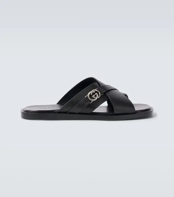 Gucci Leather Slides - Black