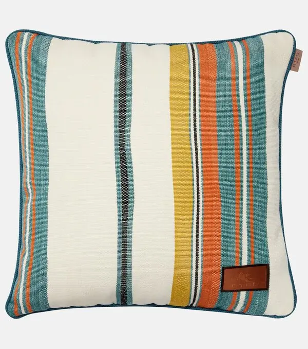 Etro Striped Cotton Jacquard Cushion - Multicoloured