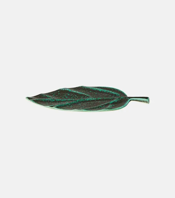 L'Objet Cenote Leaf Medium Porcelain Platter - Green