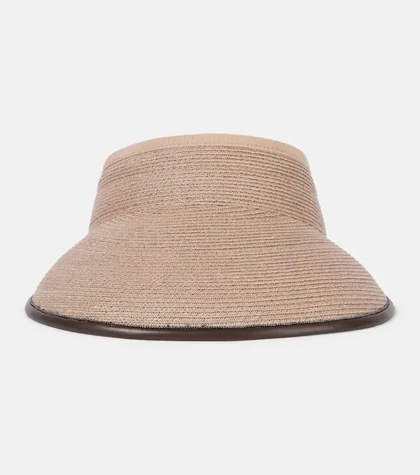 Brunello Cucinelli Leather-trimmed Raffia Visor - Beige