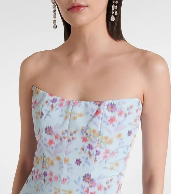 MARKARIAN Odessa Floral Ikat Corset Gown - Blue