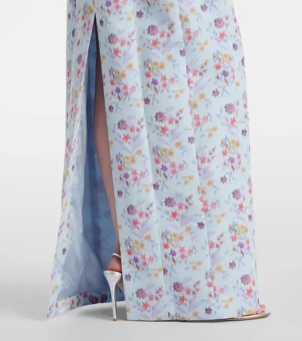 MARKARIAN Odessa Floral Ikat Corset Gown - Blue