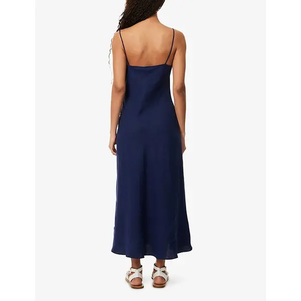 Ralph Lauren Dori Sleeveless Linen Midi Dress - Newport Navy | Editorialist