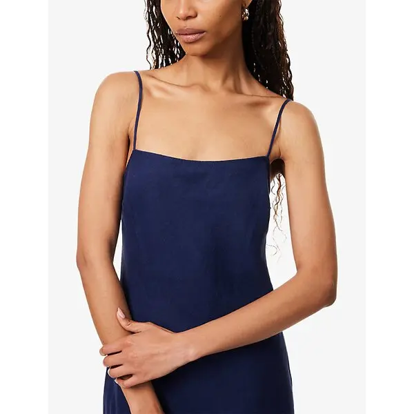 Ralph Lauren Dori Sleeveless Linen Midi Dress - Newport Navy | Editorialist