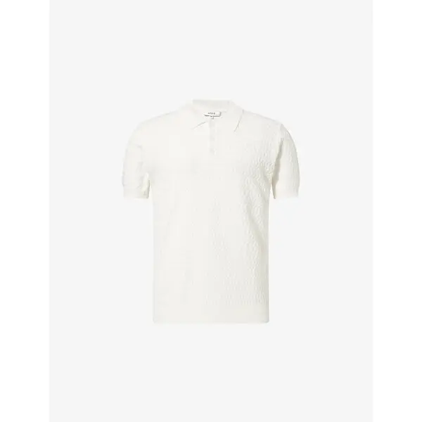 ARNE Wave Textured Cotton-knit Polo Shirt Xxl - White