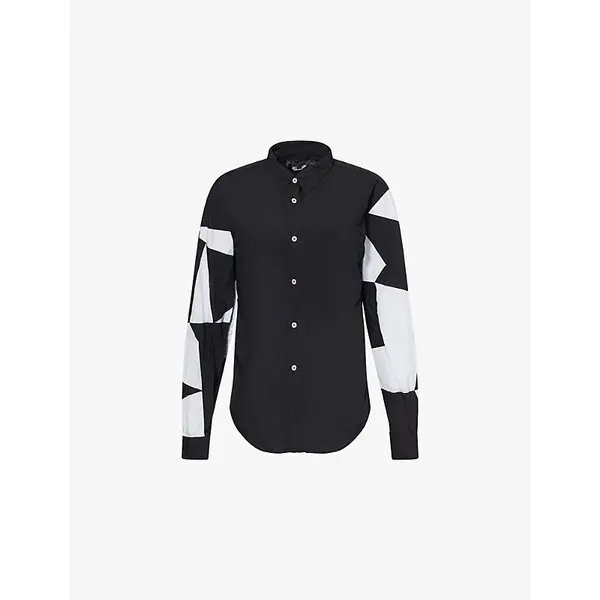 Comme Des Garçons Patchwork-pattern Long-sleeved Woven Shirt - Black