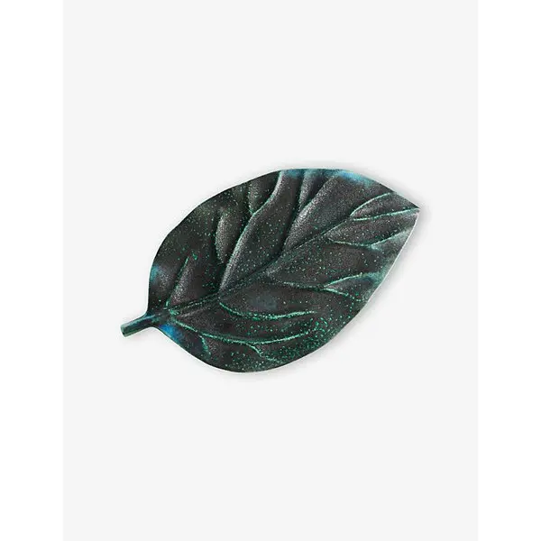L'Objet Cenote Leaf Porcelain Platter 47cm X 27cm - Green
