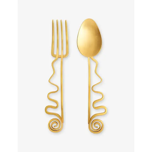 L'Objet Spirale 24ct Yellow Gold-plated Metal Serving Set Of 2 - 24k Gold