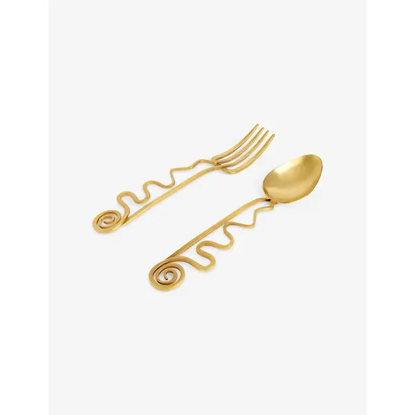L'Objet Spirale 24ct Yellow Gold-plated Metal Serving Set Of 2 - 24k Gold