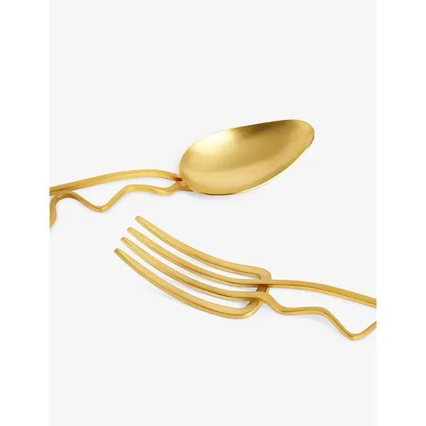 L'Objet Spirale 24ct Yellow Gold-plated Metal Serving Set Of 2 - 24k Gold