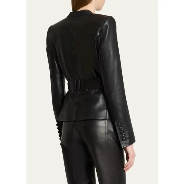 Balmain Belted Leather Jacket