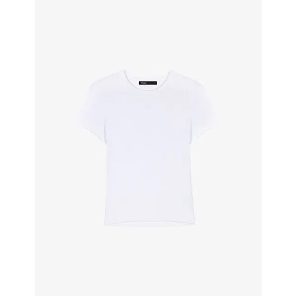 Maje Clover-embroidered Cotton T-shirt - Blanc