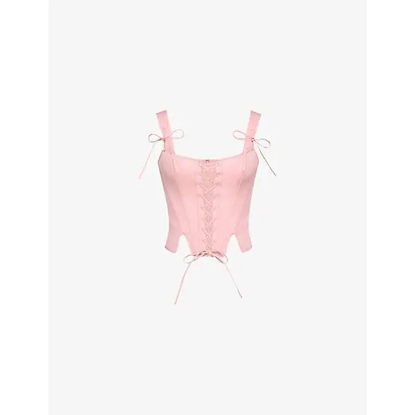 House Of Cb Callie Lace-up Corset Top - Pink