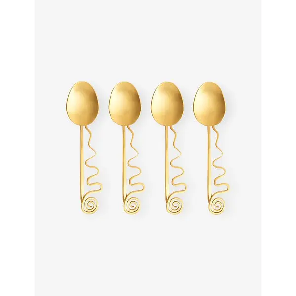 L'Objet Spirale 24ct Yellow Gold-plated Metal Cocktail Spoons Set Of 4 - 24k Gold