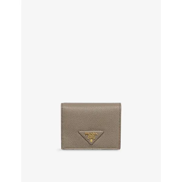 Prada Branded Leather Wallet - Grey