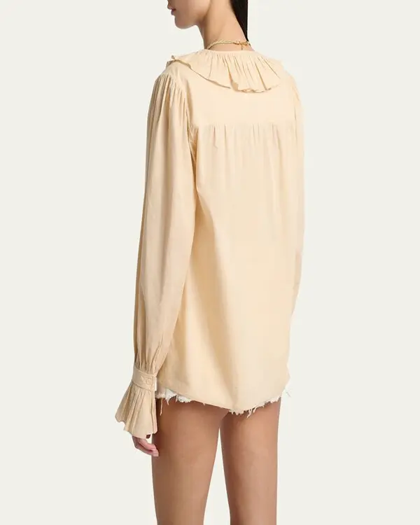 Chloé Ruffle Cotton Voile Blouse - White