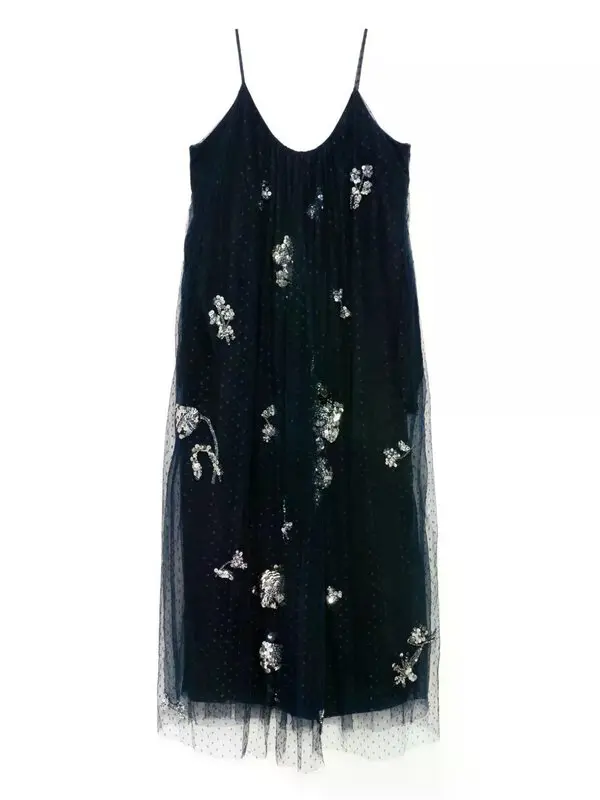 Biyan Tulle Gathered Camisole Dress - Blue