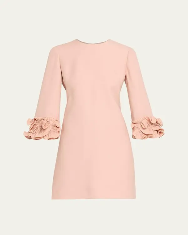 Valentino Garavani Crepe Couture A-line Mini Dress With Ruffle Cuffs - Rose