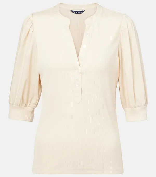 Veronica Beard Coralee Cotton-blend Top - Beige