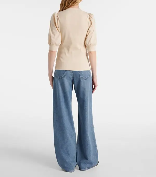 Veronica Beard Coralee Cotton-blend Top - Beige