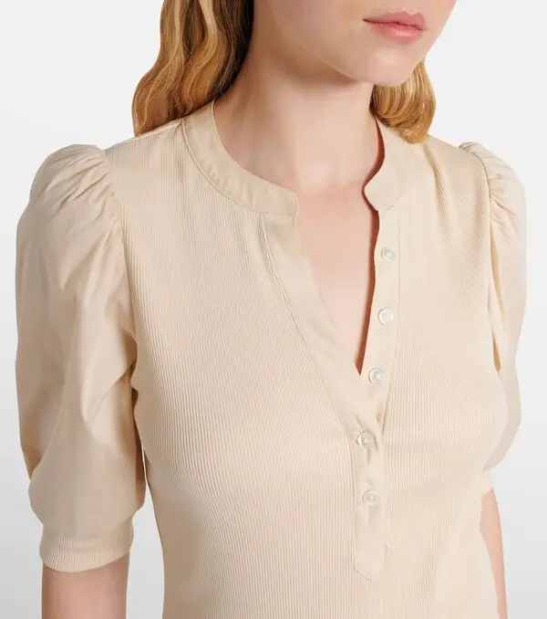 Veronica Beard Coralee Cotton-blend Top - Beige