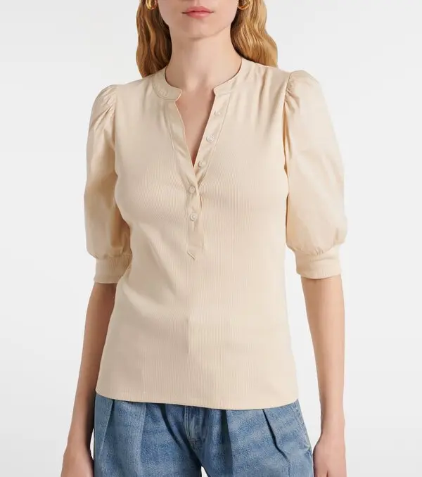Veronica Beard Coralee Cotton-blend Top - Beige