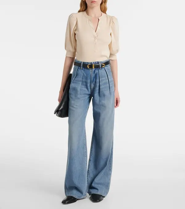 Veronica Beard Coralee Cotton-blend Top - Beige