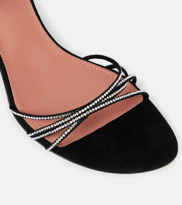 Amina Muaddi Lori 60 Crystal-embellished Suede Sandals