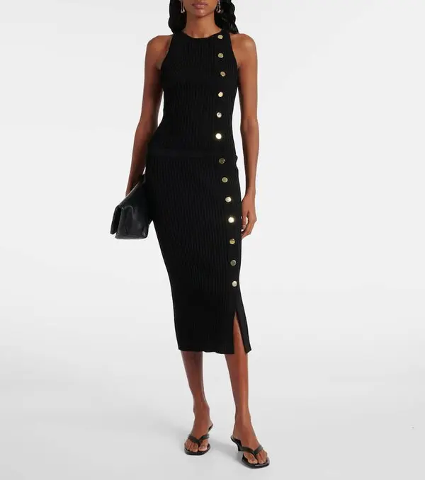 Veronica Beard Nelson Embellished Ribbed-knit Top