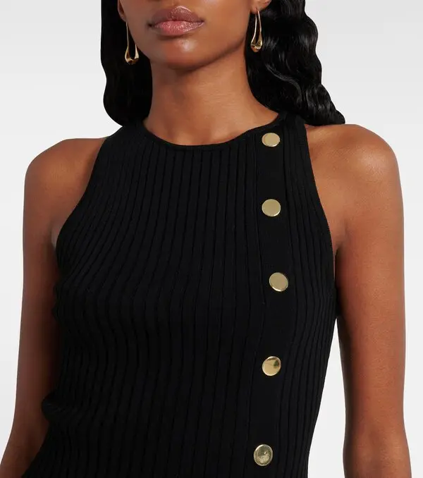 Veronica Beard Nelson Embellished Ribbed-knit Top