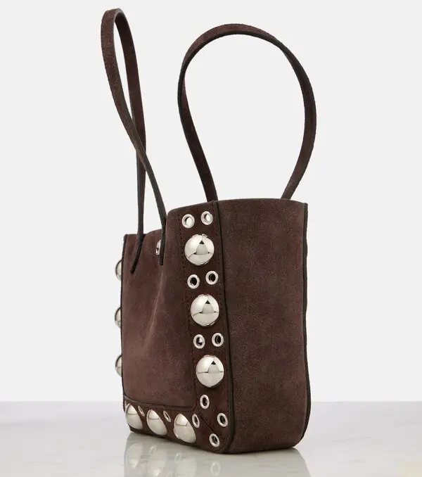 Valentino Garavani Nellcote Small Embellished Suede Shopper