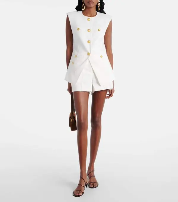 Veronica Beard Runo High-rise Linen-blend Shorts
